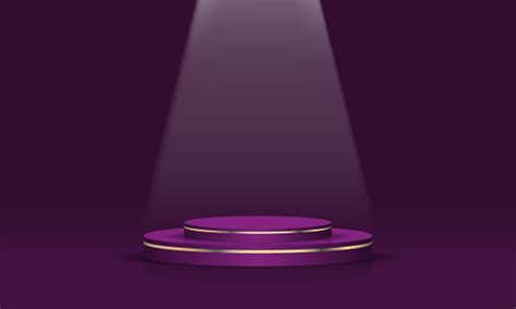 추상 보라색 골드 연단 빈 방 3d 모양 제품 디스플레이 프리젠 테이션 스튜디오 개념 최소 벽 장면 벡터에 대한 스포트 라이트 디자인 3차원 형태에 대한 스톡 벡터 아트 및
