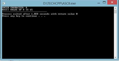 C Program To Display The Ascii Value Of Given Character Devcppgcc Techcpp