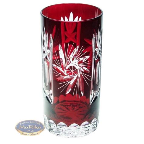 Ruby Crystal Glasses For Water 320ml Czerwony Colour Glasses Pattern Olive Mill Colour