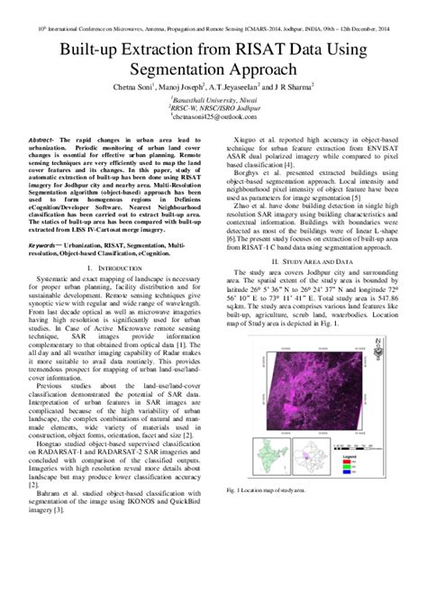 Pdf Built Up Area Extraction From Risat Data Using Segmentation Approach