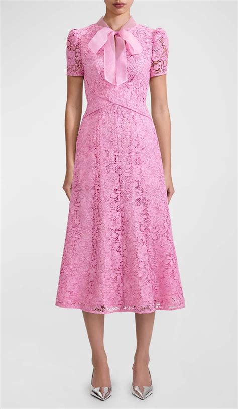 Flared Hem Lace Midi Dress In Pink Sis Label New Style Dress Free