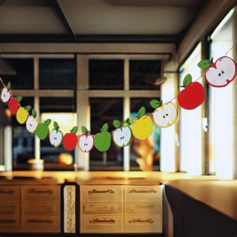 Felt Harvest Apples Banner 48 Classroom Garland Red Green And Yellow