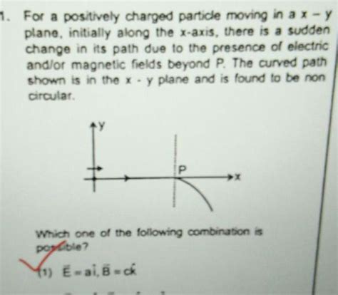 1 for a positively charged particle moving in a x physics