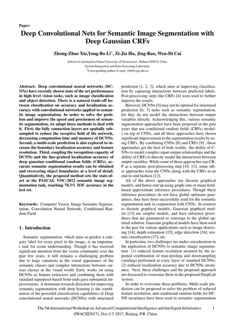 PDF Deep Convolutional Nets For Semantic Image Segmentation With Deep
