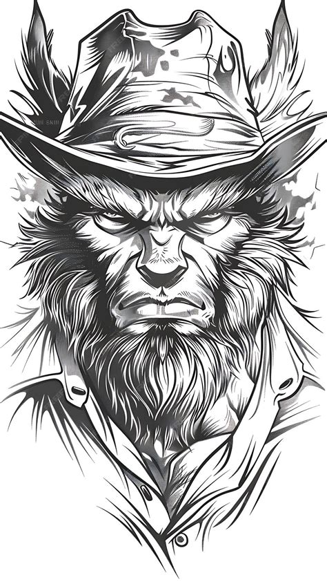 Premium Photo Portait Of Wolverine With A Lumberjack Hat And A Rugged Expression Post Outline