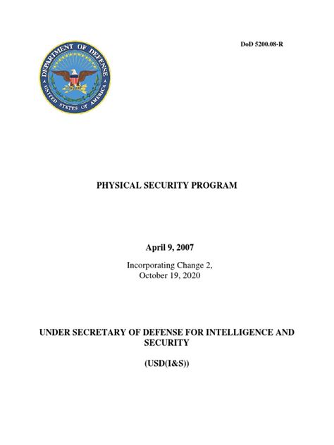 Dod Regulation 5200 08 R Physical Security Program Pdf