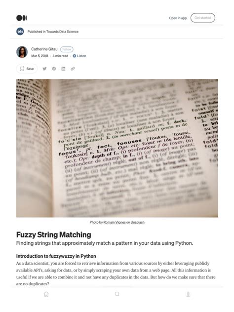 Fuzzy String Matching Introduction To Fuzzywuzzy In Python By Catherine Gitau Towards Data