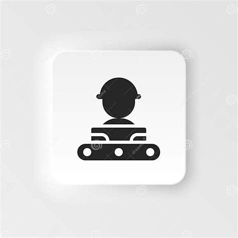 Mass Production Conveyor Man Neumorphic Style Vector Icon Simple