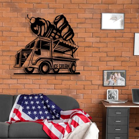 Ice Cream Truck Metal Sign With Led Light Street Food Decor Lynseriess