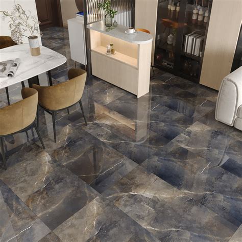 Black Thunder Polished Tile 60x120 Cm Black Gloss Porcelain Tile