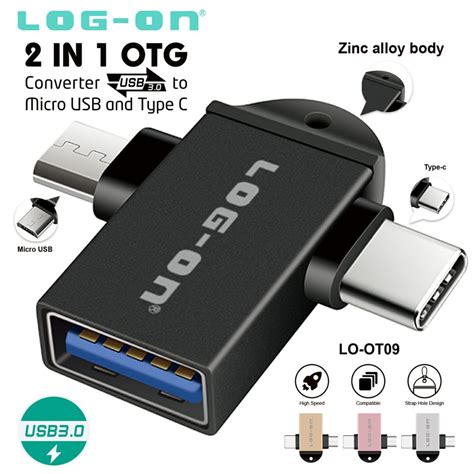 Jual Log On Otg 2in1 Type C And Micro Lo Ot09 Converter Usb 3 0 To Micro And Type C Indonesia