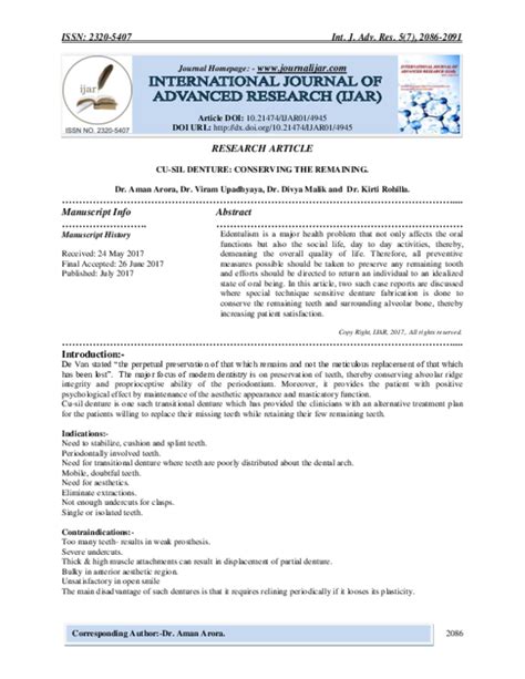Pdf Cu Sil Denture Conserving The Remaining