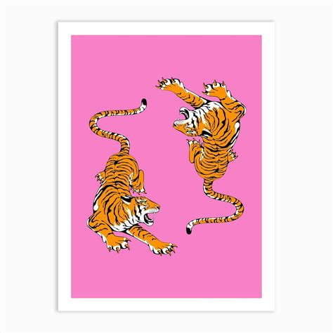 Tiger On Pink Background 2 Art Print By Botros Zaki Fy