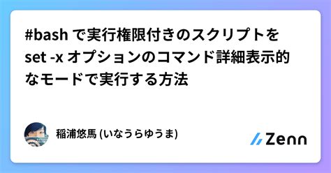 Bash で実行権限付きのスクリプトを Set X オプションのコマンド詳細表示的なモードで実行する方法
