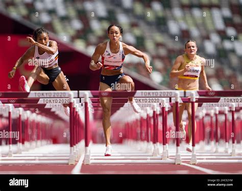 Katarina Johnson Thompson Participating In The 100 Meter Hurdles Of The