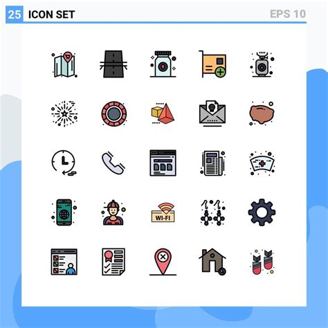 Universal Icon Symbols Group Of 25 Modern Filled Line Flat Colors Of Camping Devices Drug