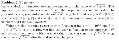 Solved Problem 2 10 Points Write A Matlab M Function To