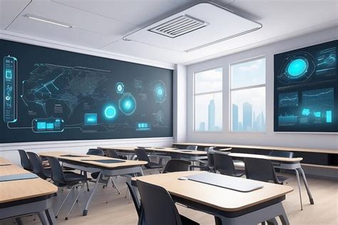 Premium Photo The Evolution Of Smartboards Interactive Displays In The Futuristic Classroom