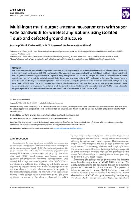Pdf Multi Input Multi Output Antenna Measurements With Super Wide Bandwidth For Wireless