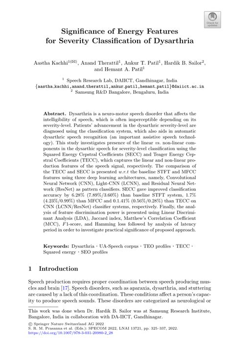 Pdf Significance Of Energy Features For Severity Classification Of