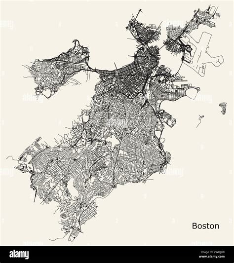 City Road Map Of Boston Massachusetts Usa Stock Vector Image And Art