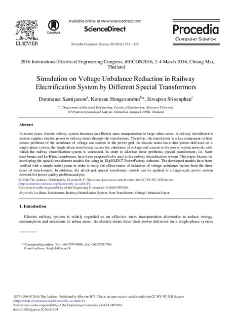Pdf Simulation On Voltage Unbalance Reduction In Railway