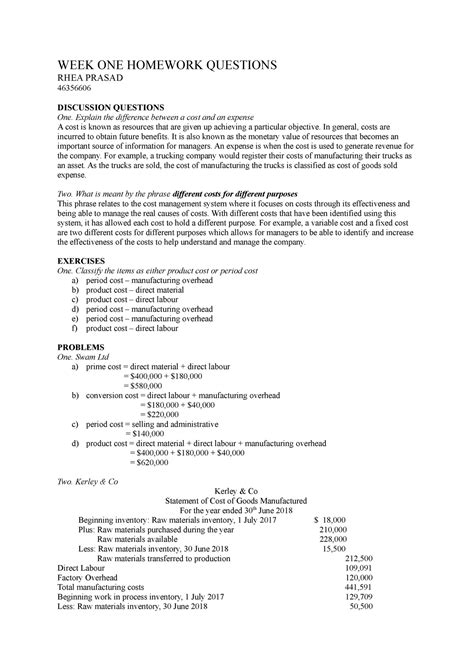Accg2000 Week1 Hw Week One Tutorial Homework Week One Homework