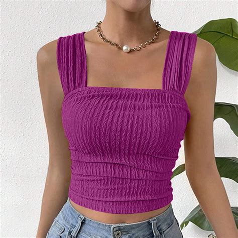 Snksdgm Female Spaghetti Strap Tank Top With Built In Bra Cotton Summer