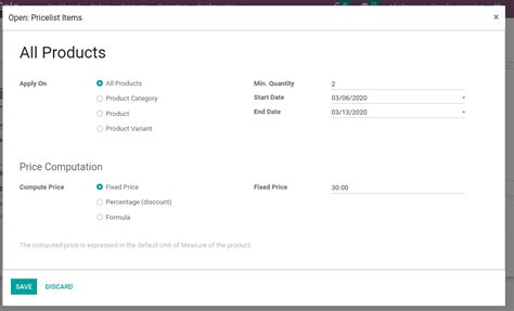 Odoo 13 POS Price List