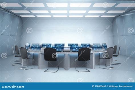 Futuristic Workspace With Glowing Screen Stock Illustration 112994710