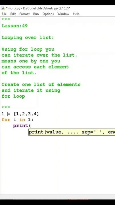 How To Iterate Over List Using For Loop In Python Shorts Python