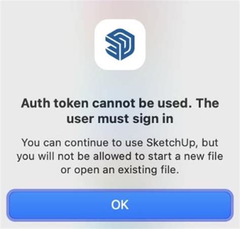 Error Auth Token Cannot Be Used SketchUp Australia
