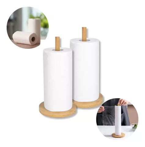 Kit 2 Porta Rolo Papel Toalha Bambu Cozinha Suporte Mesa Mercadolivre
