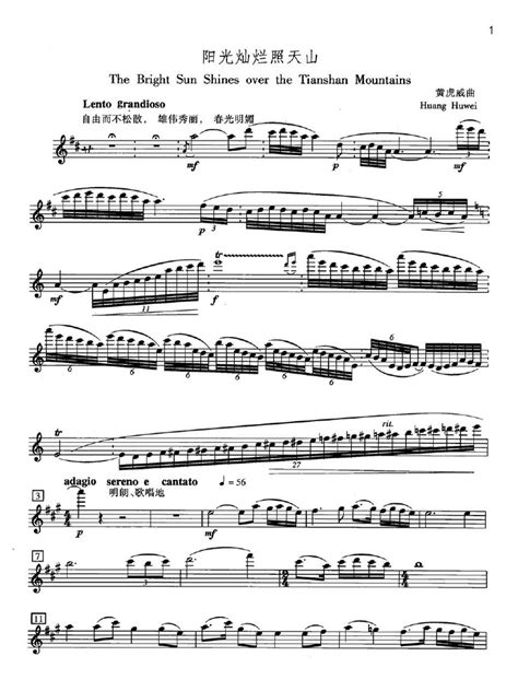 阳光灿烂照天山 长笛谱 Pdf