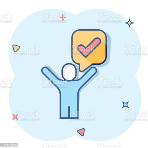 코믹 스타일의 조직 관리 아이콘 흰색 고립 된 배경에 체크 마크 만화 벡터 그림을 가진 사람들 사업가 스플래시 효과 비즈니스 개념 경영자에 대한 스톡 벡터 아트 및 기타