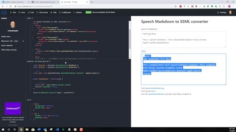 Speech Markdown Jsfiddle Youtube