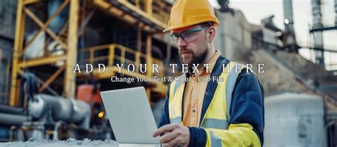 Construction Worker Using A Laptop Premium Ai Generated Psd