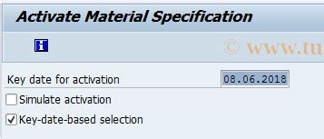 QS SAP Tcode Activate Material Specification Transaction Code