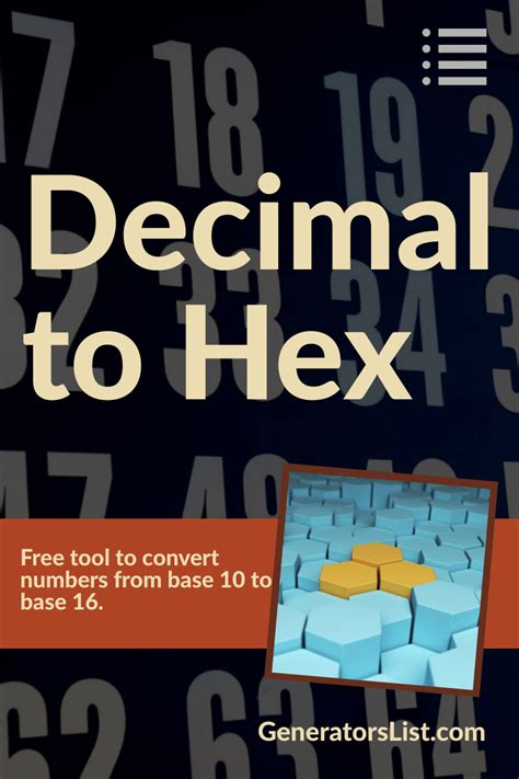Decimal To Hex Converter Generators List