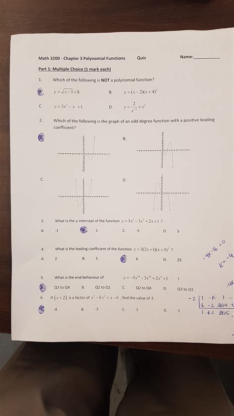 Chapter 3 Polynomial Functions Math 3208