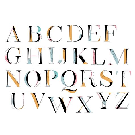 추상 라인 아트 미니멀리즘 현대 패션 글꼴 알파벳 대문자 및 소문자 및 숫자 벡터 일러스트레이션의 로고 브랜드 등 타이포그래피