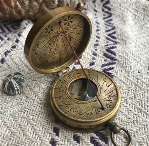 Brass Pocket Compass Wsundial Vintage Compass Handmade Compass