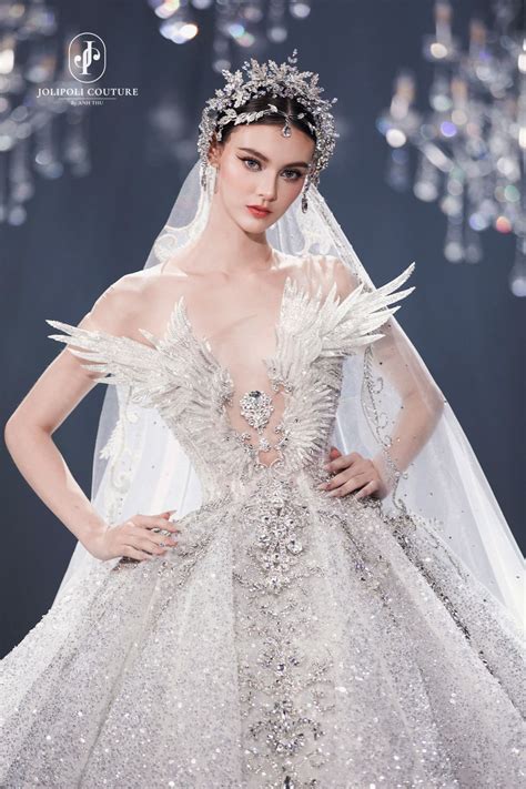 Swan Princess Wedding Dress Swan Bridal Glam Couture Embellished