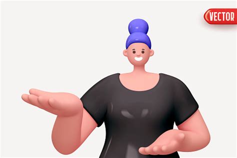 행복한 쾌활한 젊은 여성이 두 손바닥 팔을 벌립니다 캐주얼 한 옷을 입은 어린 잘 생긴 소녀가 손을 벌려 보여줍니다 현실적인