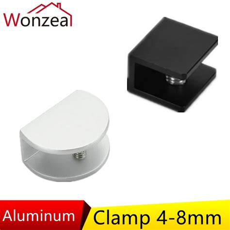 유리 클립 고품질 공간 알루미늄 벽 장착 선반 클램프 홀더 브래킷 4 8mm 가구 2 개접시 집게 Aliexpress
