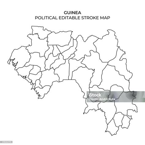 Editable Political Map Of Guinea Showing Regional Divisions Clearly