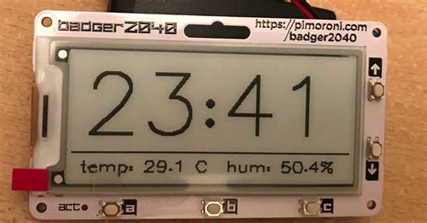 Peacockmedia Clock Temperature And Humidity Display Using Badger2040