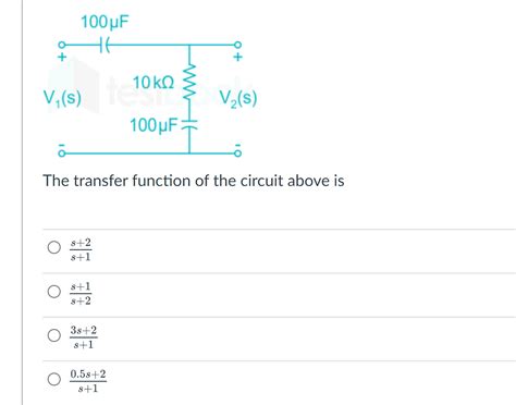 Solved The Transfer Function Of The Circuit Above Is Chegg