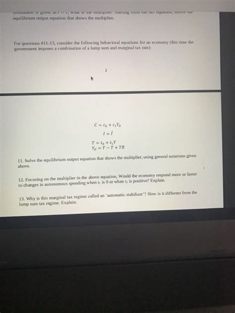 Solved Equilibrium Output Equation That Shows The