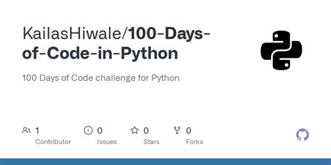 Github Kailashiwale100 Days Of Code In Python 100 Days Of Code Challenge For Python